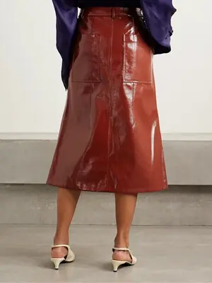 Tibi Glossed Midi Skirt