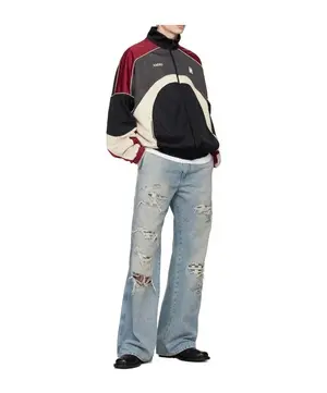 Amiri Zipped Track Jacket With Contrast Piping And Logo Embroidery - Black