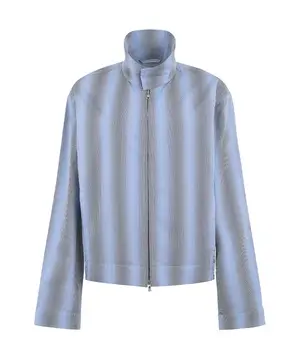 Dries Van Noten Striped Cropped Jacket - Light Blue
