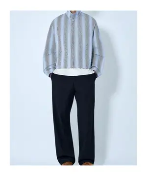 Dries Van Noten Striped Cropped Jacket - Light Blue