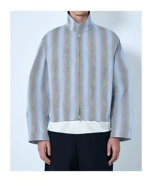Dries Van Noten Striped Cropped Jacket - Light Blue