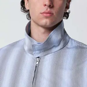 Dries Van Noten Striped Cropped Jacket - Light Blue
