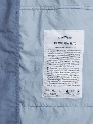 Stone Island Logo Patch Nylon Short Parka - Blue