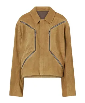 Rick Owens Suede Jacket With Geometric Zips