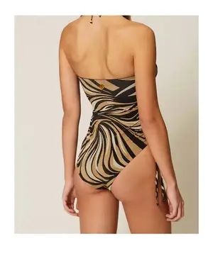 TWINSET Strapless Lurex One-piece Swimsuit With Zebra Print