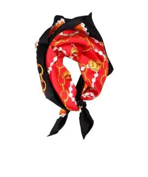 Moschino Teddy Bear Chain Printed Silk Scarf - Red