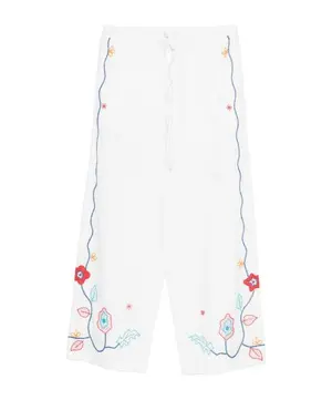 FORTE_FORTE Embroidered Cotton Trousers - White