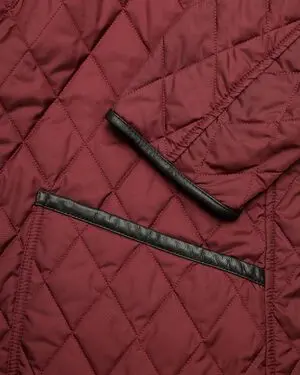 FERRAGAMO Quilted Jacket With Leather Trim - Red