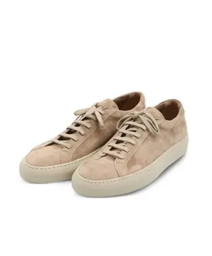 COMMON PROJECTS Suede Lace-up Round Toe Sneakers - Nude