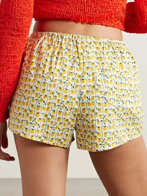 Staud Printed Cotton Blend Shorts