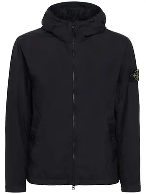 Stone Island Logo Patch Hooded Jacket - Black