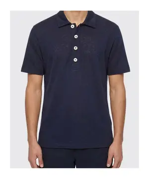 Eleventy Buttoned Knit Polo Shirt - Blue