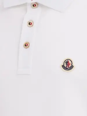 Moncler Logo Patch Cotton Polo Shirt - White