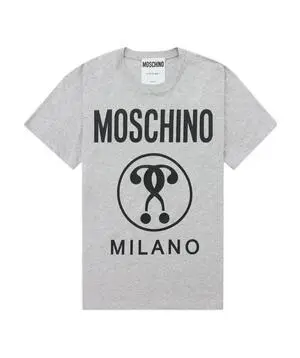 Moschino Double Question Mark Plain Knitted T-shirt - Gray