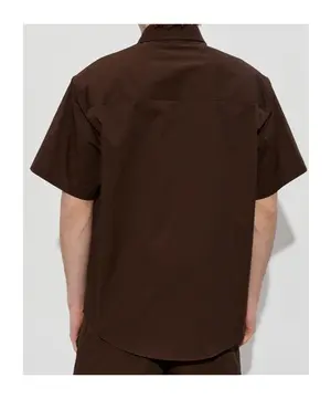 DARKPARK Short-sleeved Curved Hem Shirt - Dark Brown
