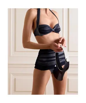Norma Kamali Bill Ruched Mesh Bikini Briefs