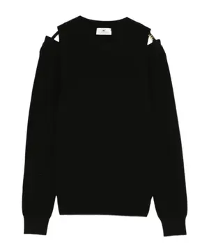 Elisabetta Franchi Cut-out Long Sleeve Sweater With Metallic Details