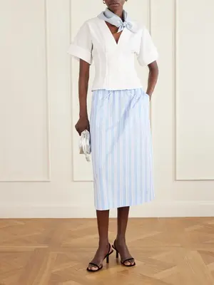 Staud Elle Pleated Short Sleeve Shirt