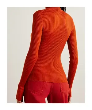 Gabriela Hearst Long Sleeve Ribbed High Neck Sweater