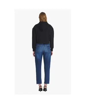 Balmain Cropped Cotton Sweatshirt With Gold Logo