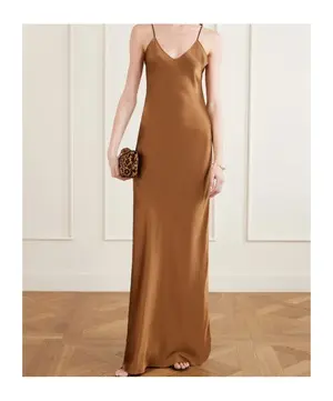 NILI LOTAN Cami Silk-satin Maxi Gown - Brown