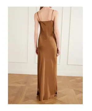 NILI LOTAN Cami Silk-satin Maxi Gown - Brown