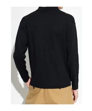 LISA YANG Long-sleeved Knit Polo Shirt - Black