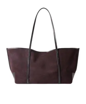 ST. AGNI Large Capacity Suede Tote Bag - Black