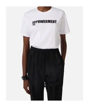 Elisabetta Franchi Round Neck T-shirt With Embellished Drawstring