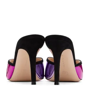 GIANVITO ROSSI Open-toe Stiletto Mules - Black/pattern/freesia