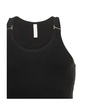 DION LEE E-hook Ribbed Cotton Vest - Black