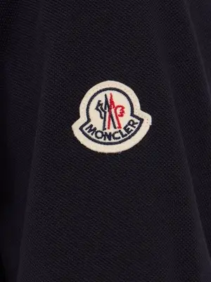 Moncler Tricolor-trimmed Cotton Polo Shirt - Black