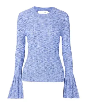 ZIMMERMANN Zimmermann Mouline Ribbed-Knit Sweater With Flared Sleeves