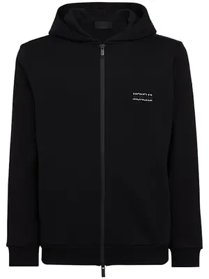 Moncler Cotton Fleece Zip-up Hoodie With Printed Logo