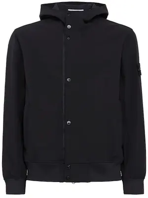 Stone Island Logo Tech Blend Hooded Jacket - Black