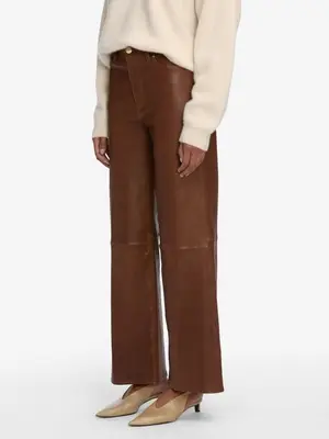 FRAME High Rise Wide Leg Lamb Leather Trousers
