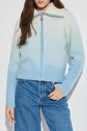 Casablanca Gradient Effect Knit Zip-up Sweater