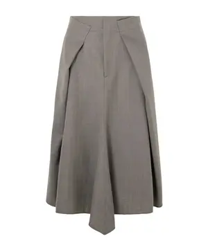 Victoria Beckham Pleated Wool Midi Skirt