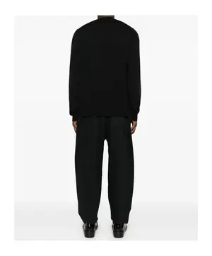 Comme Des Garçons Long Sleeve Crew Neck Sweater With Printed Scarf Detail - Black