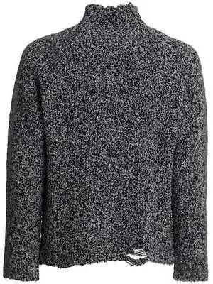 DIESEL® Wool Blend Knit Sweater With Raw Cut Edges