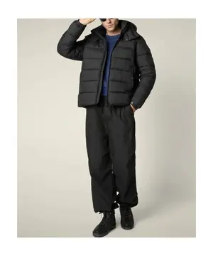 SAVE THE DUCK Stitch-on Hooded Cotton-padded Jacket - Black