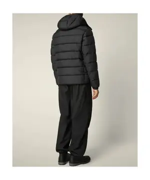 SAVE THE DUCK Stitch-on Hooded Cotton-padded Jacket - Black