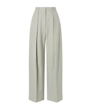 Victoria Beckham Pleated Grain De Poudre Wide-leg Trousers