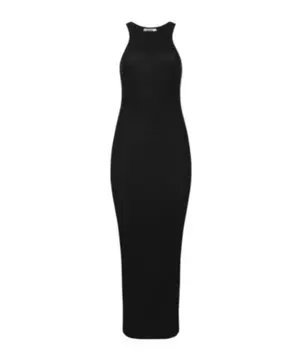 ENTIRE STUDIOS Ribbed Knit Midi Muscle Tank Dress - Black