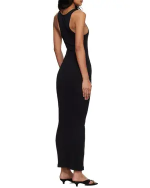 ENTIRE STUDIOS Ribbed Knit Midi Muscle Tank Dress - Black
