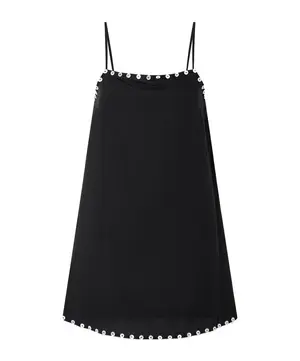 Staud Laura Mini Dress With Pearlescent Buttons - Black
