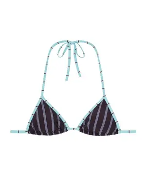 Staud Lido Striped Triangle Bikini Top - Black