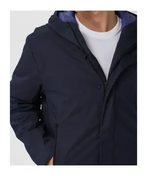 EA7 Long Sleeve Cotton Hooded Coat