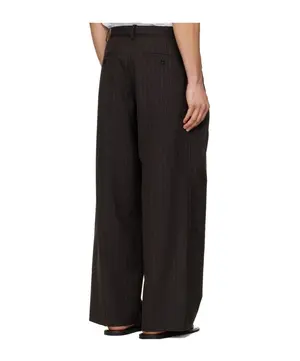 Sacai Chalk-stripe Belted Trousers - Brown