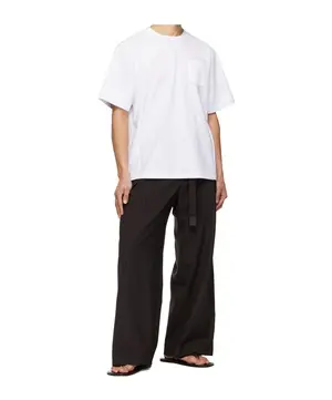 Sacai Chalk-stripe Belted Trousers - Brown